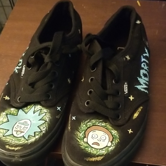 Vans | Shoes | Vans Black Sneakers With Cartoon Graphics | Poshmark